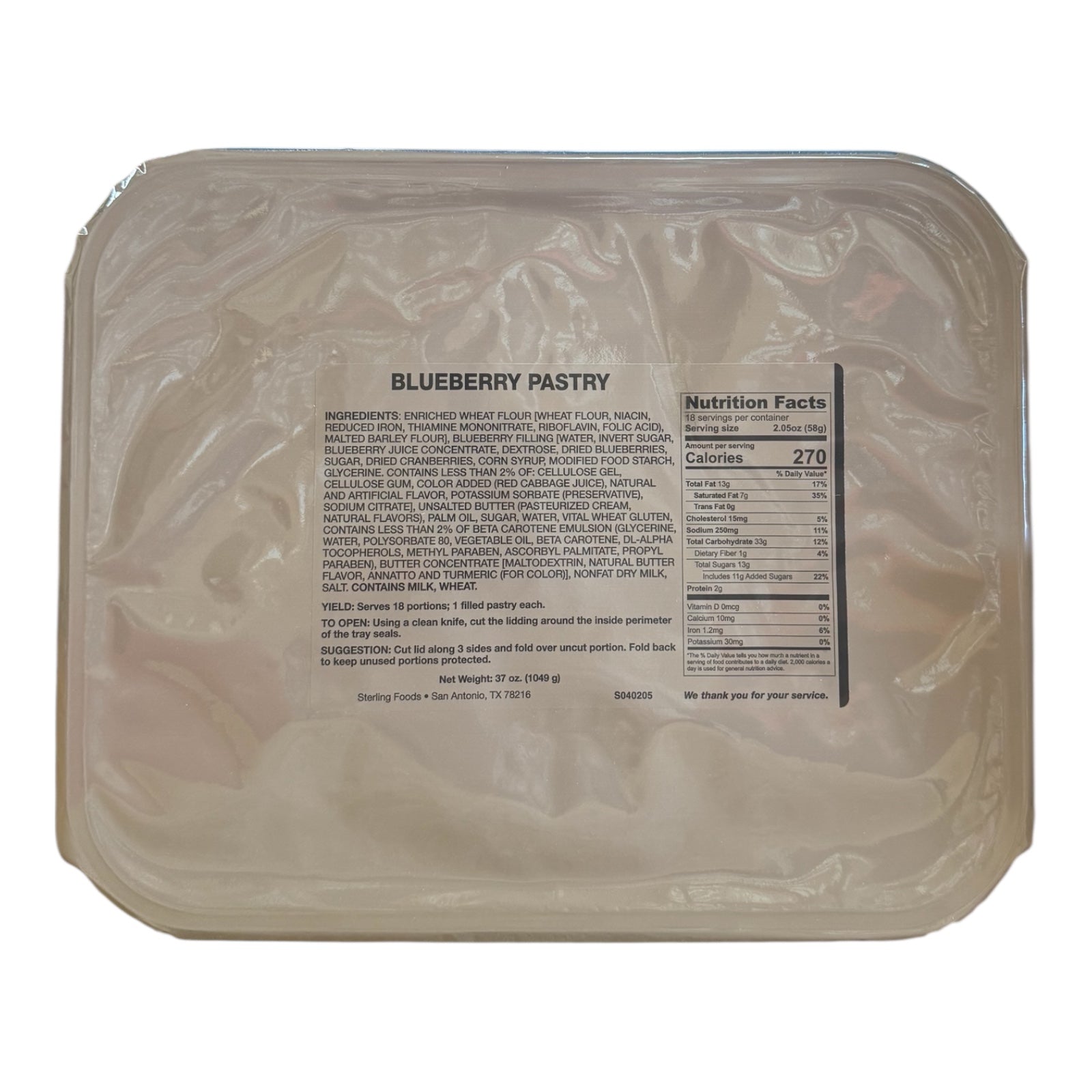 Military MRE Tray Pack, Blueberry Pastry, Ready to Eat – Tradition Creek
